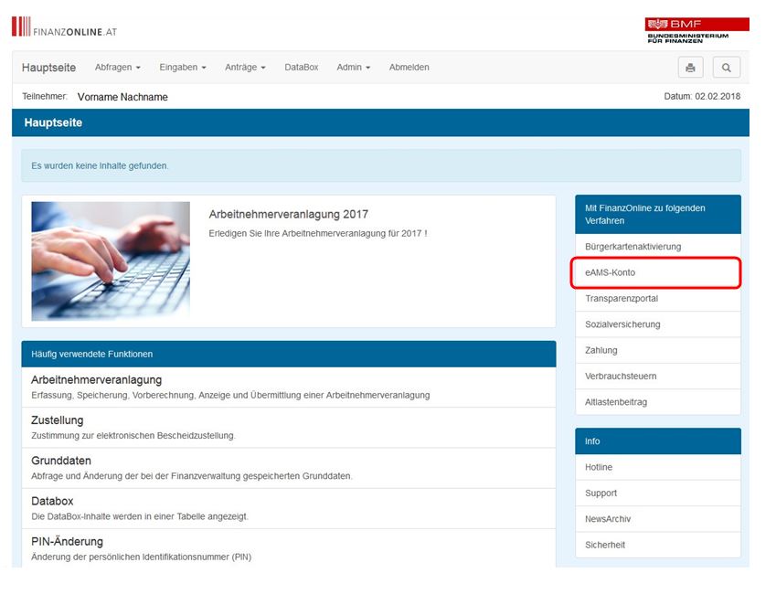 Registrierung eAMS-Konto - Arbeitsmarktservice Österreich